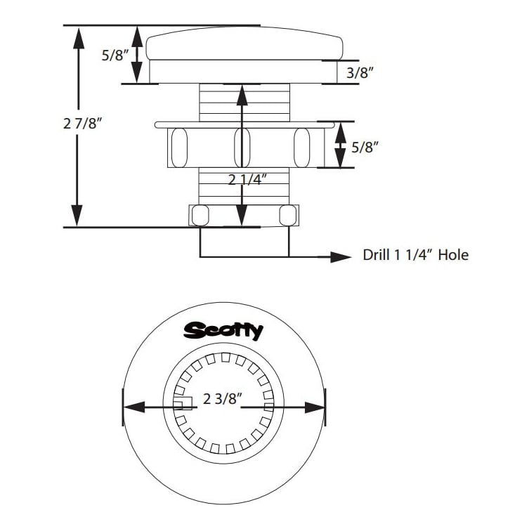 Scotty® Rod Holder Optional Mounts - Compact Threaded Deck Mount ...