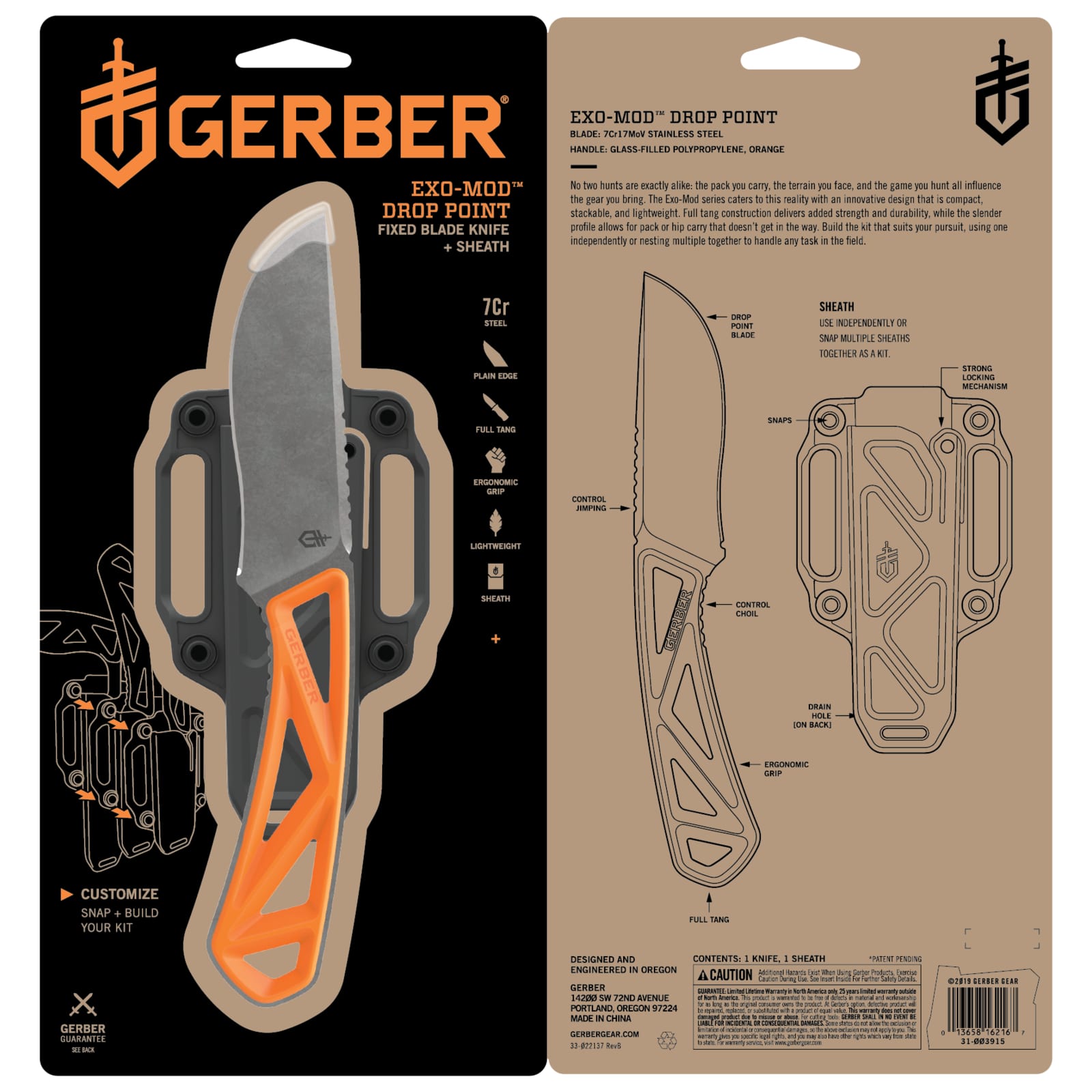 Gerber® Exo-Mod Drop Point Fixed Blade Knife | Cabela's Canada