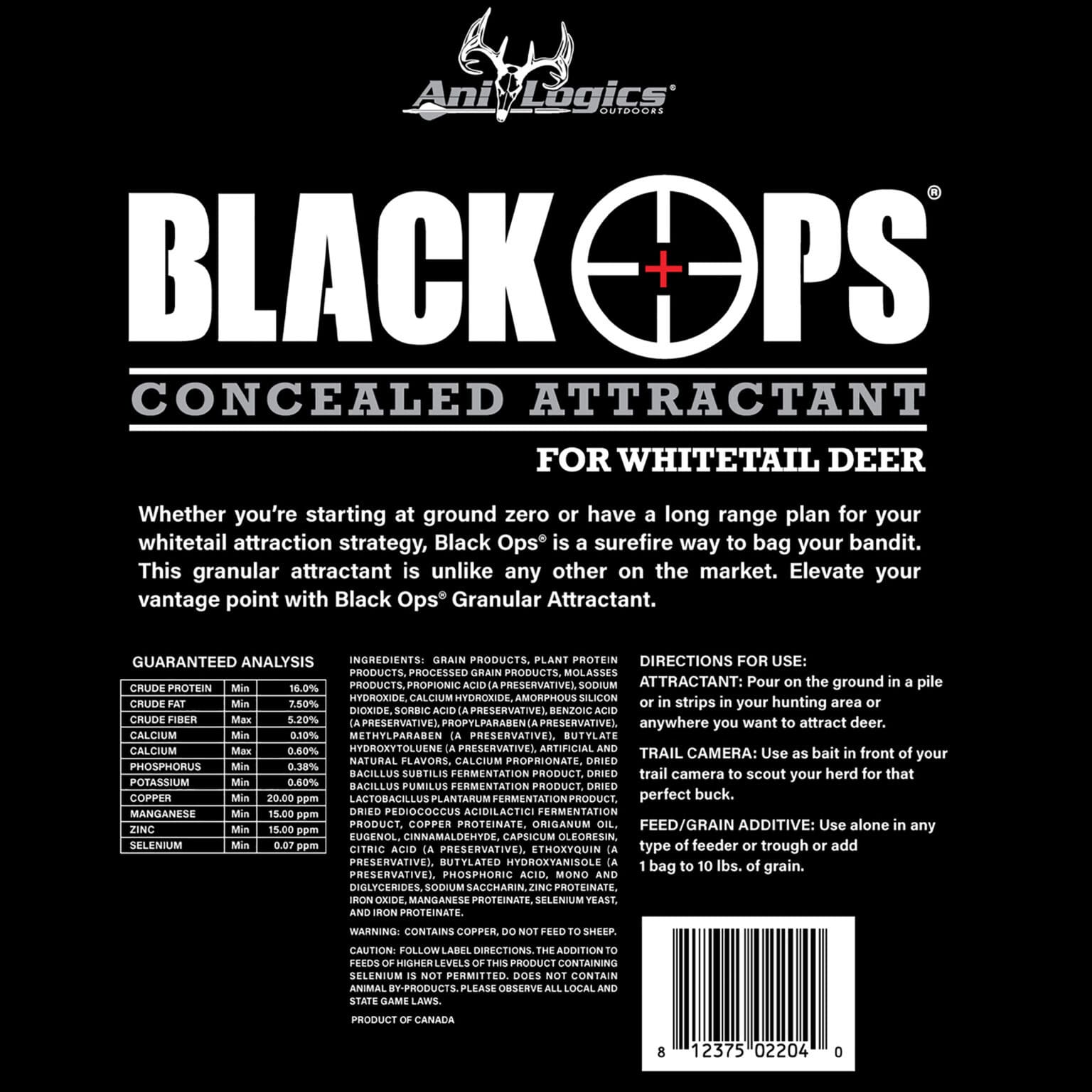 Ani Logics Black Ops Granular Deer Attractant 5 Lb Cabelas Canada