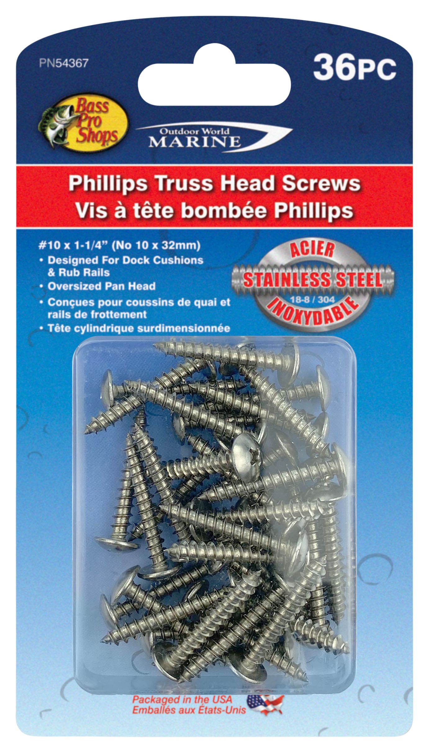 Bass Pro Shops® 36-Piece Stainless Steel Phillips Truss Head Screws ...