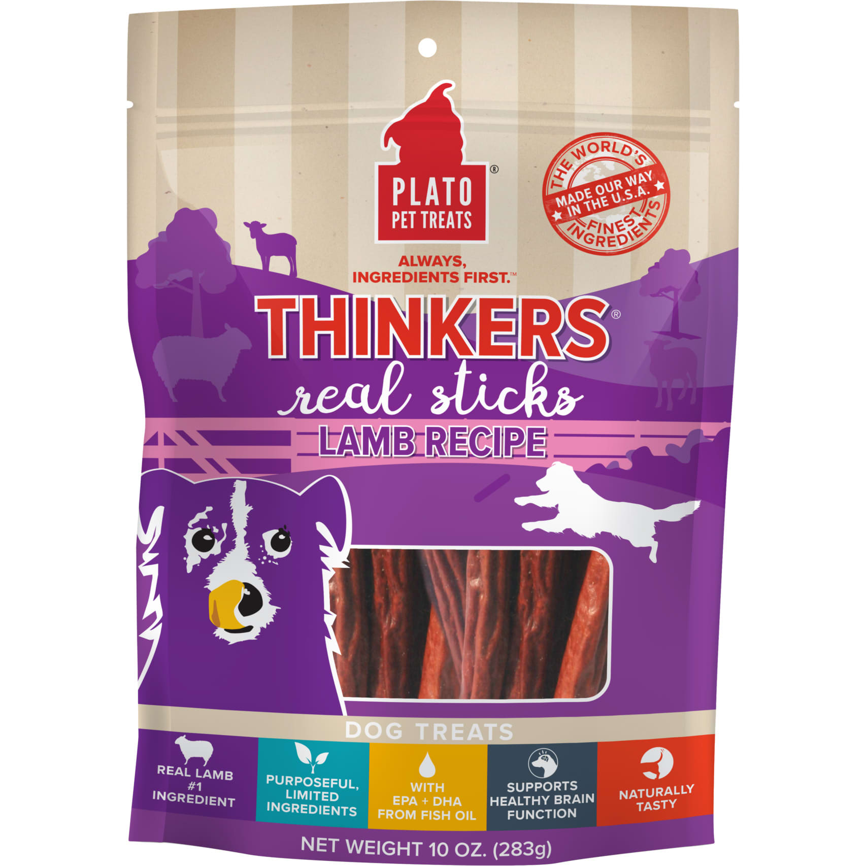 Plato Pet Treats Thinkers Lamb Meat Stick Dog Treats – 10 oz. | Cabela ...