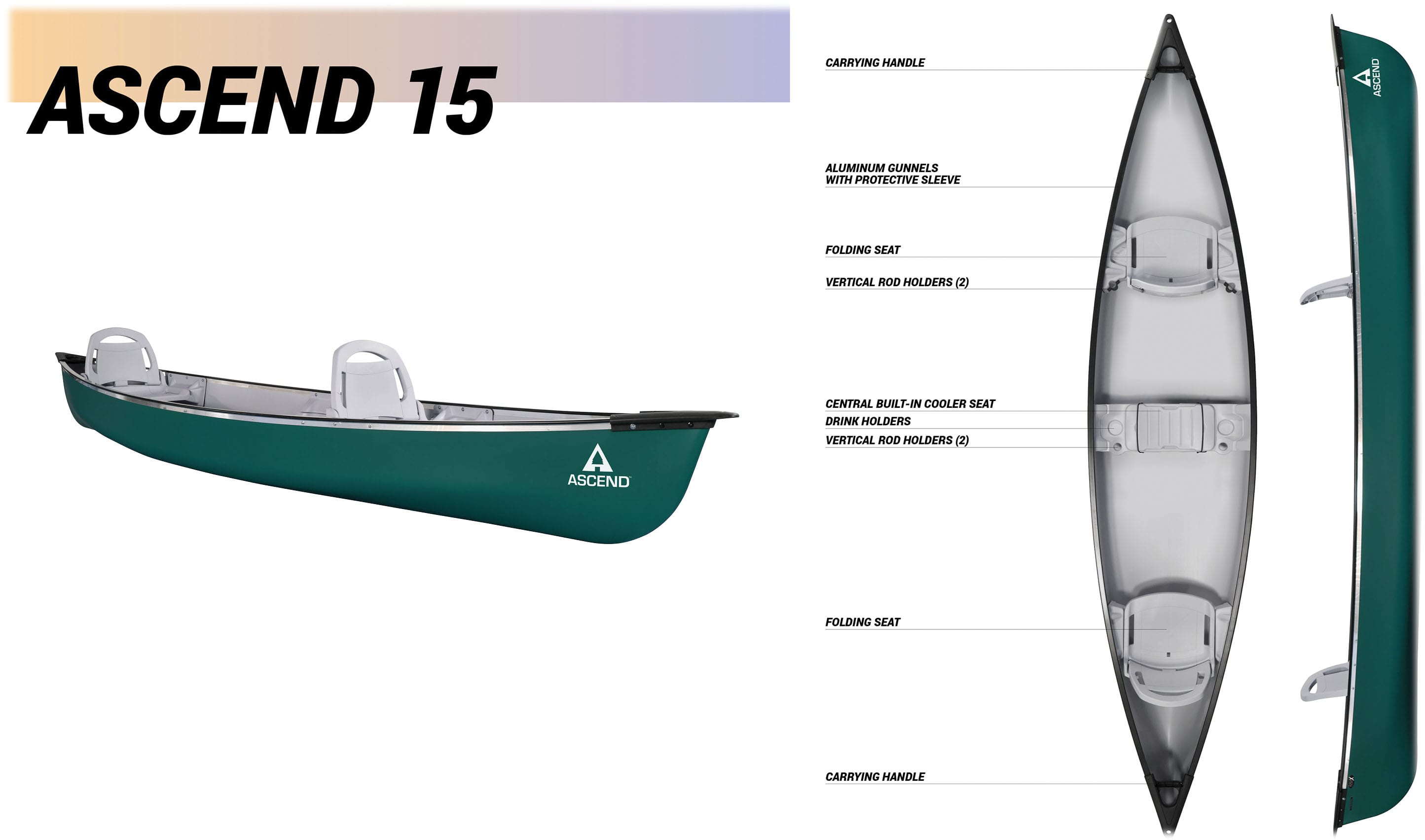 Ascend® 15 DLX Forest Green Canoe | Cabela's Canada